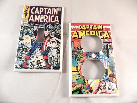 Captain America Vintage Comic Light Switch and Outlet Covers - General ...