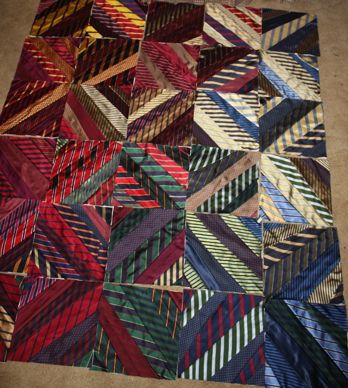 30 blocks using silk ties at Etsy Quiltsfromclothes | Necktie quilt ...